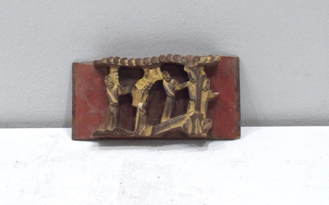 Chinese Carved Wood Gold Leaf Panel - Etsy