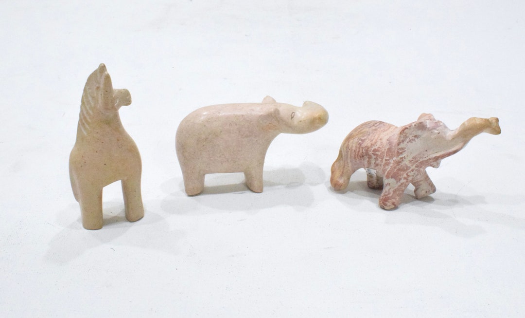 African Soapstone Hand Carved Animal Set Kenya - Etsy
