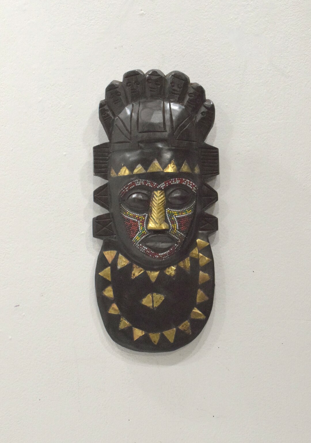 African Mask Carved Wood Benin Beaded Mask - Etsy