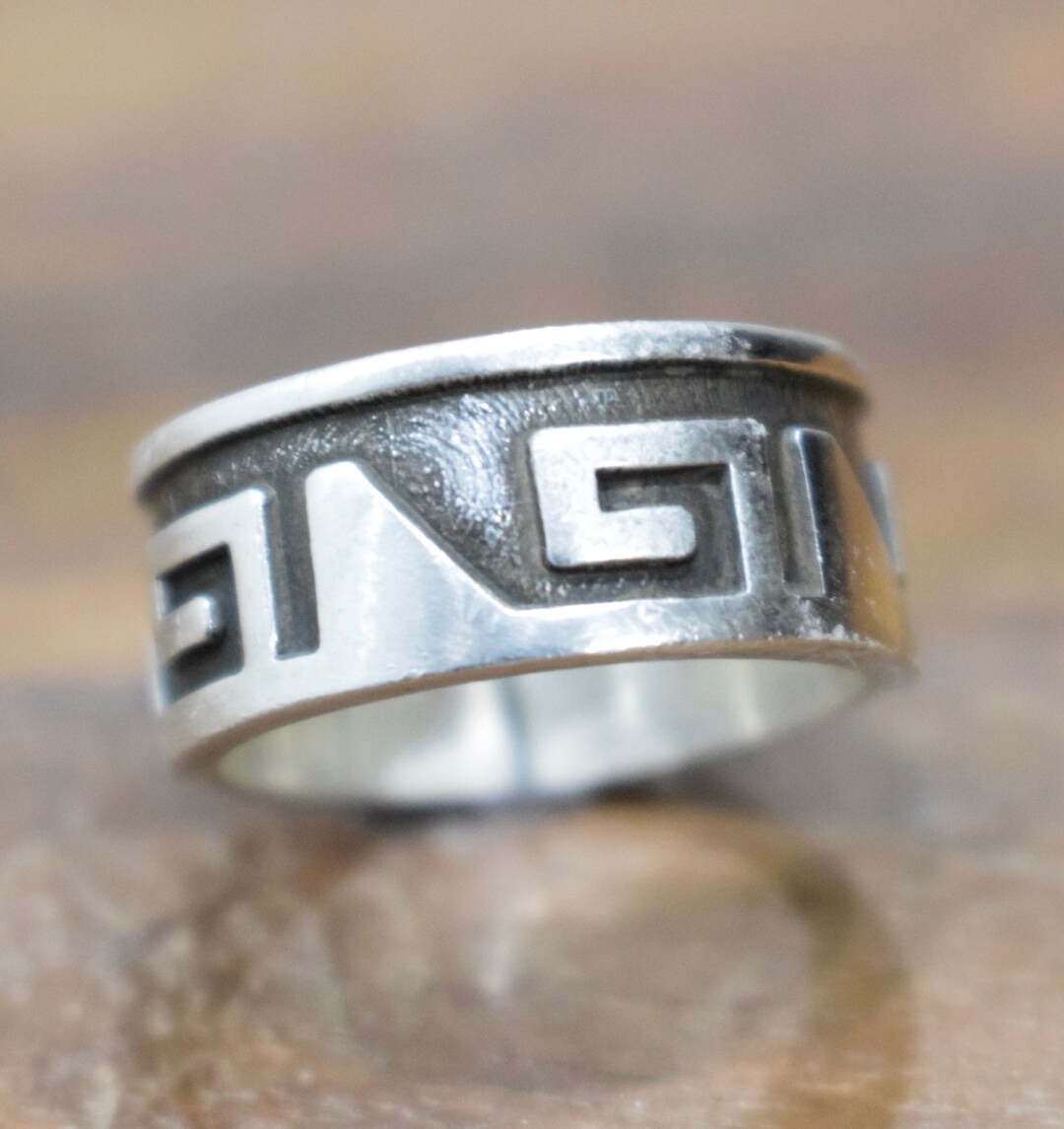 Ring Sterling Silver Etched Band Ring - Etsy