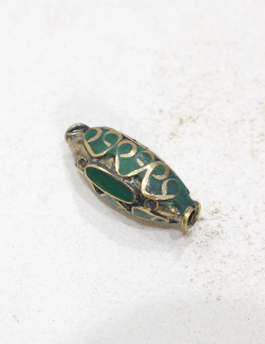 Beads Green Stone Middle Eastern Silver Triangle Beads 28mm - Etsy