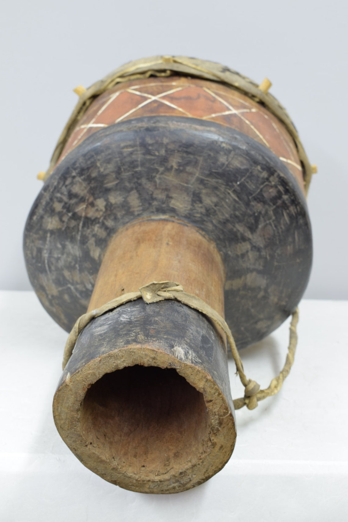 African Drum Zambia Wood Leather Handmade Carved Wood Musical | Etsy