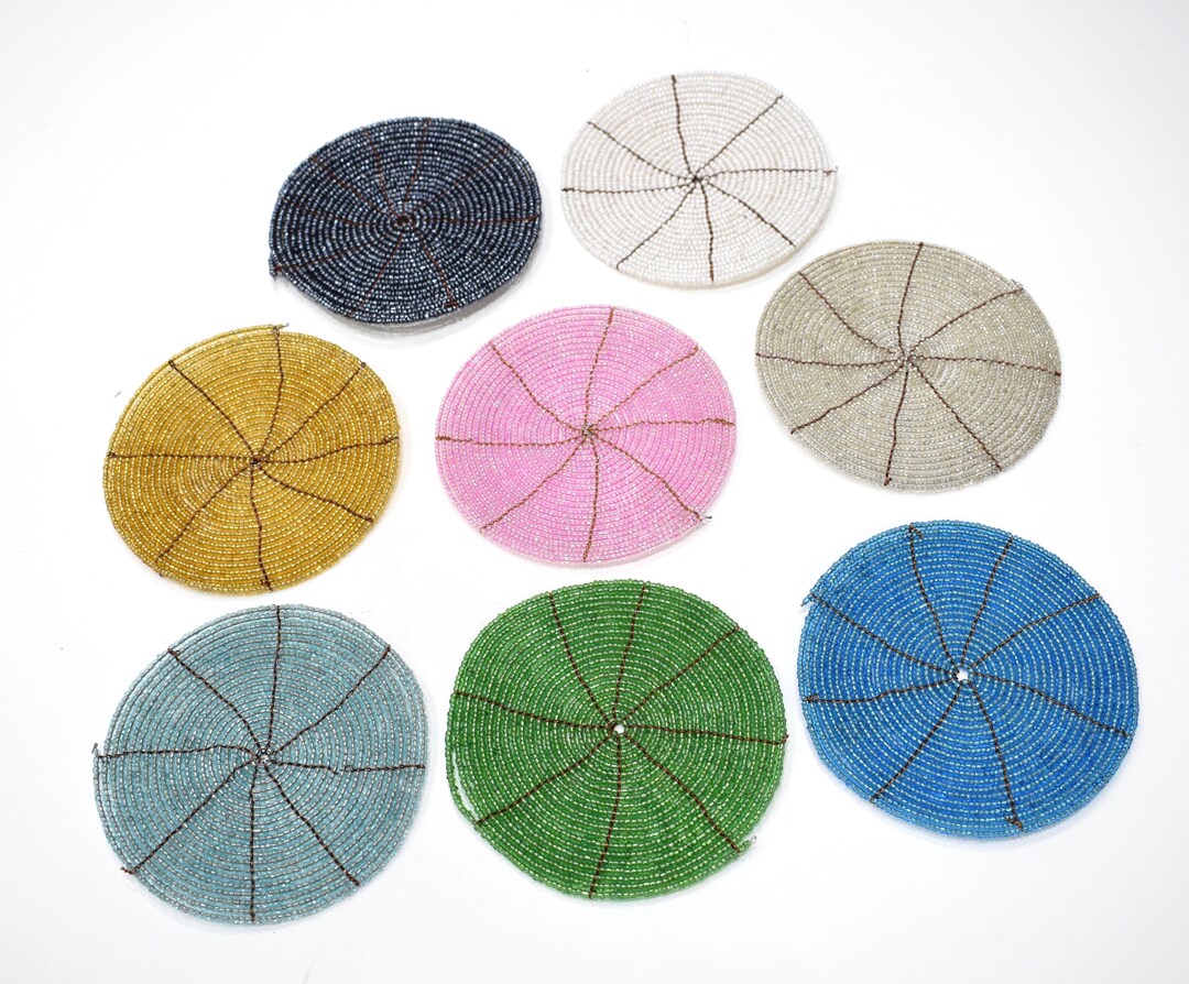 Indonesian Assorted Color Round Wire Beaded Coasters - Etsy