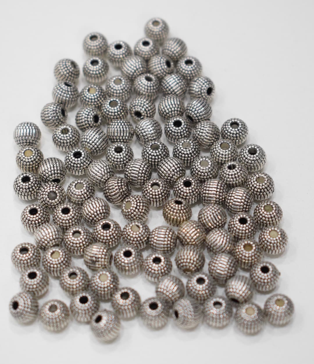 Beads Silver Small Round Textured Beads 6mm - Etsy