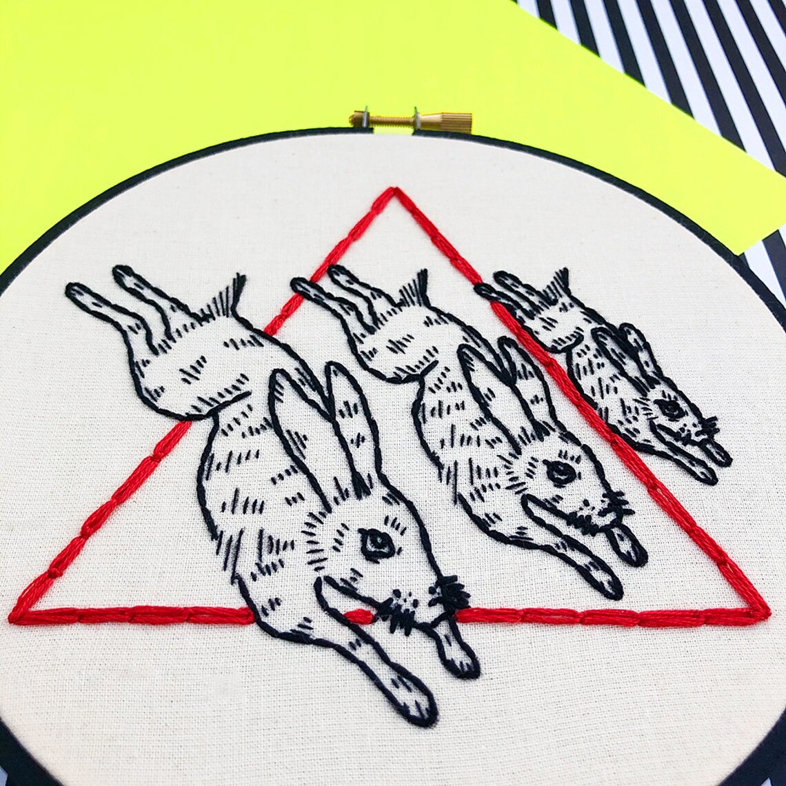 Rabbit Woodcut Embroidery Occult Superstition Embroidery Hoop Occult ...