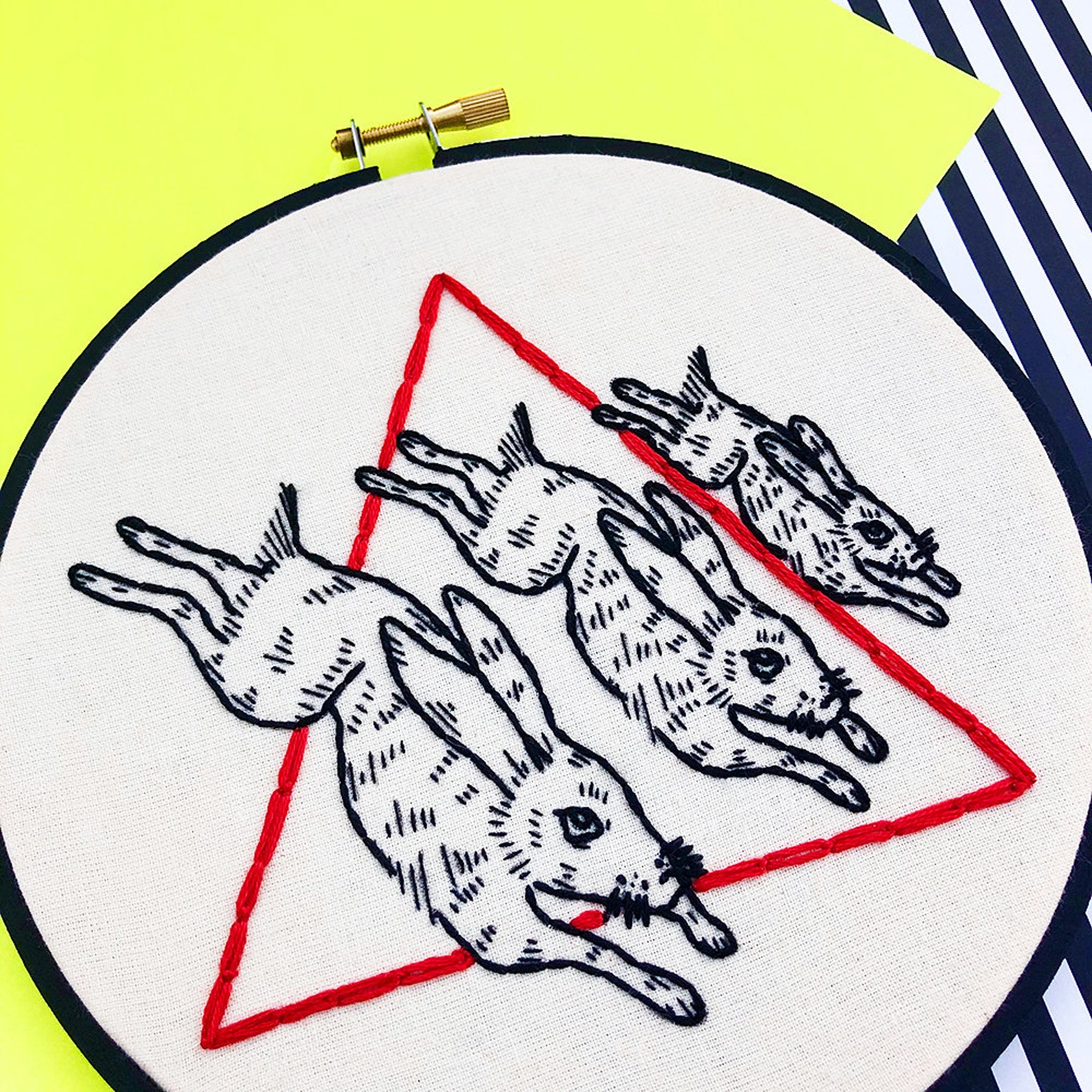 Rabbit Woodcut Embroidery Occult Superstition Embroidery Hoop Occult ...