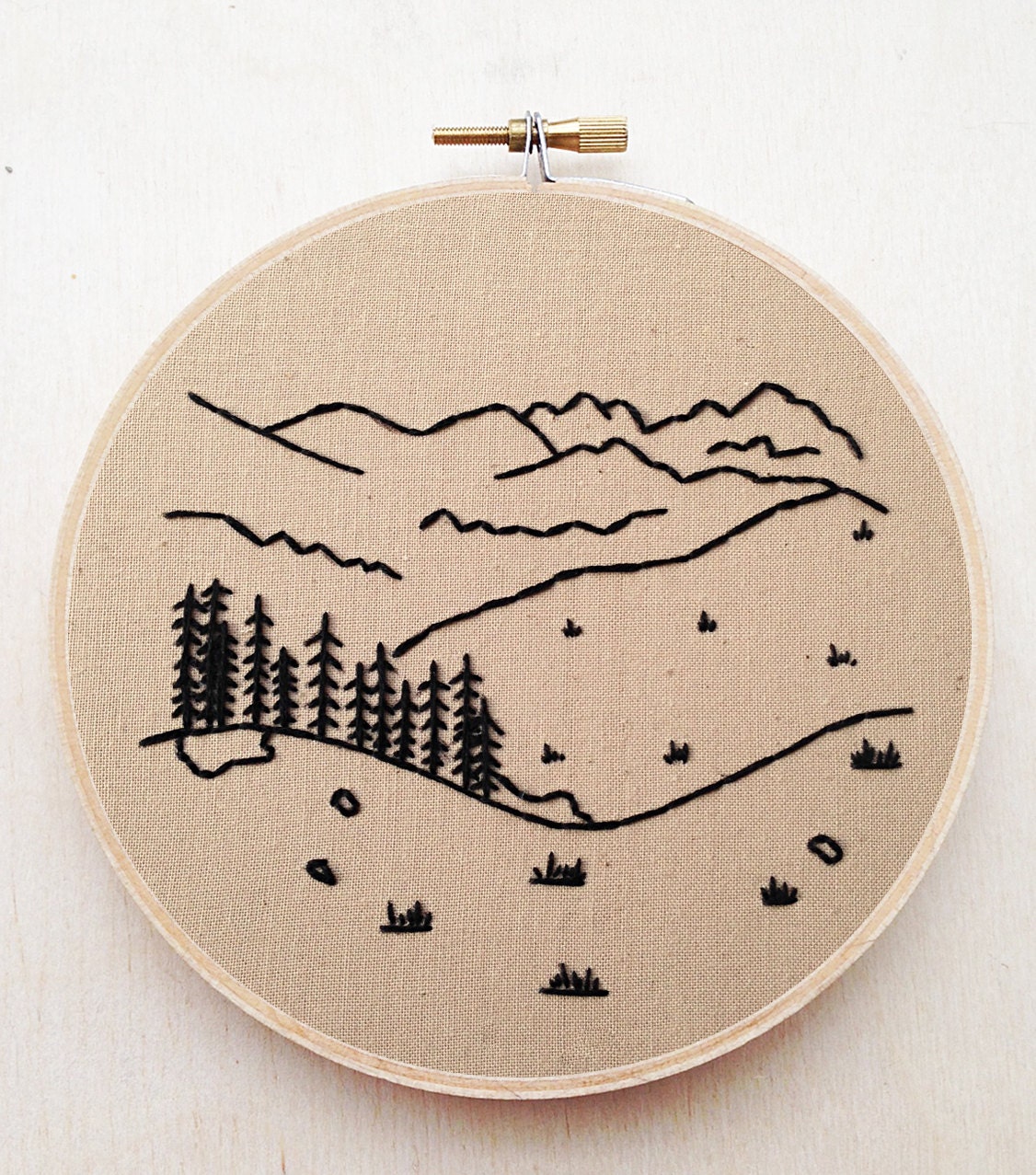 CLEARANCE Forest Mountain Tree Landscape Hand Embroidery | Etsy