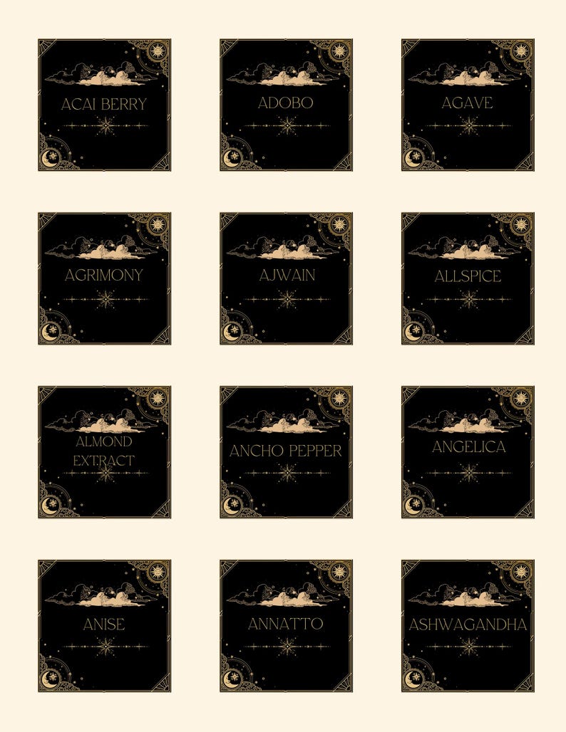 Printable Labels for Organization - Kitchen, Pantry, Apothecary, Spice ...