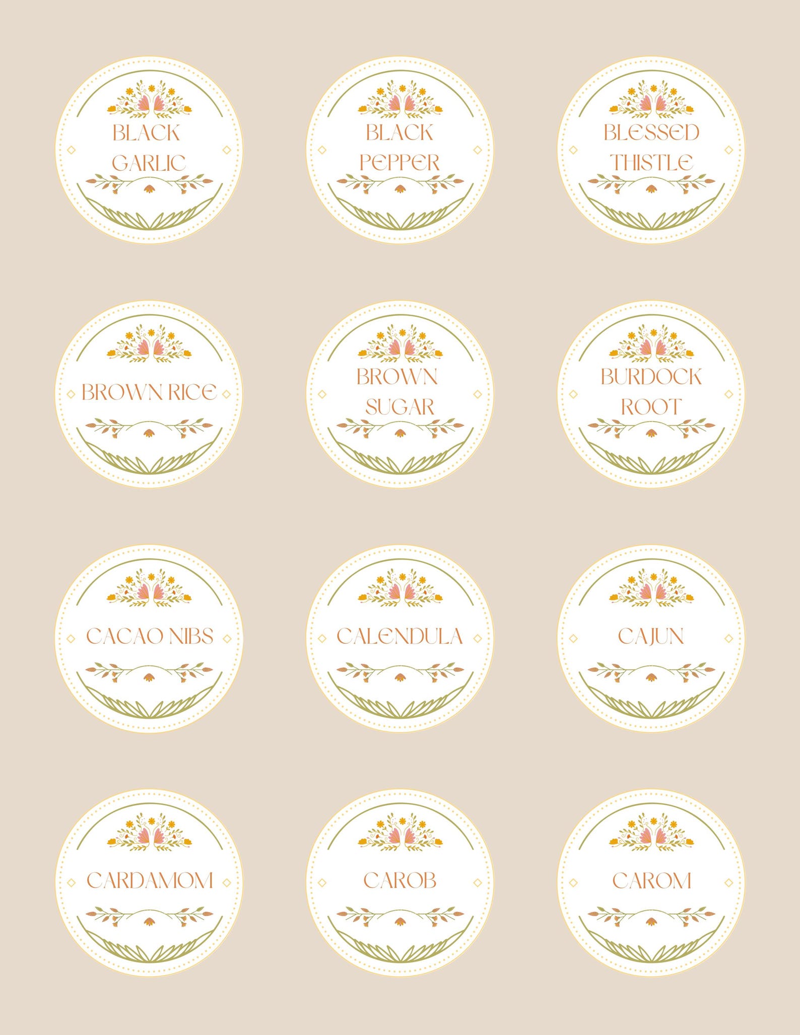 Printable Labels for Organization - Kitchen, Pantry, Apothecary, Spice ...