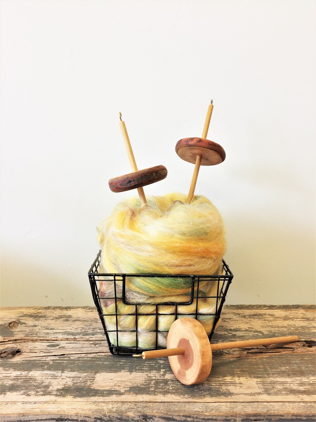 Handmade Rustic Wood Drop Spindle Spin Your Own Yarn Fiber Arts Notion ...