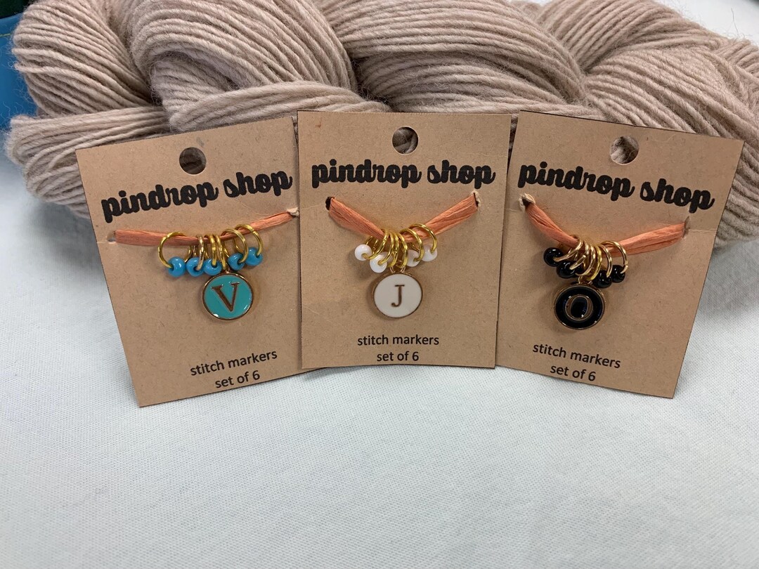 Gold Enamel Initial Stitch Markers - Handmade Knitting Accessory ...
