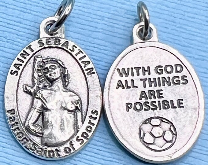 Saint Sebastian Soccer Medal Soccer Ball Saint of Athletes Catholic ...