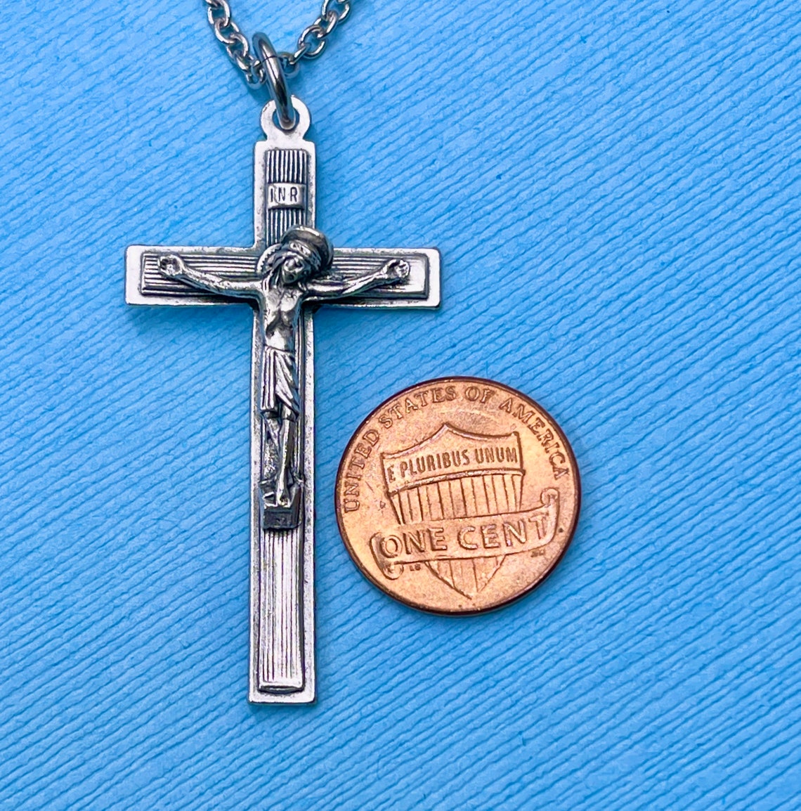 Traditional Crucifix Necklace Etched Cross Necklace Catholic | Etsy