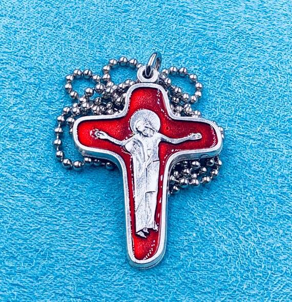 Lg Comfort Cross Necklace Red Cross Necklace Catholic Necklace - Etsy