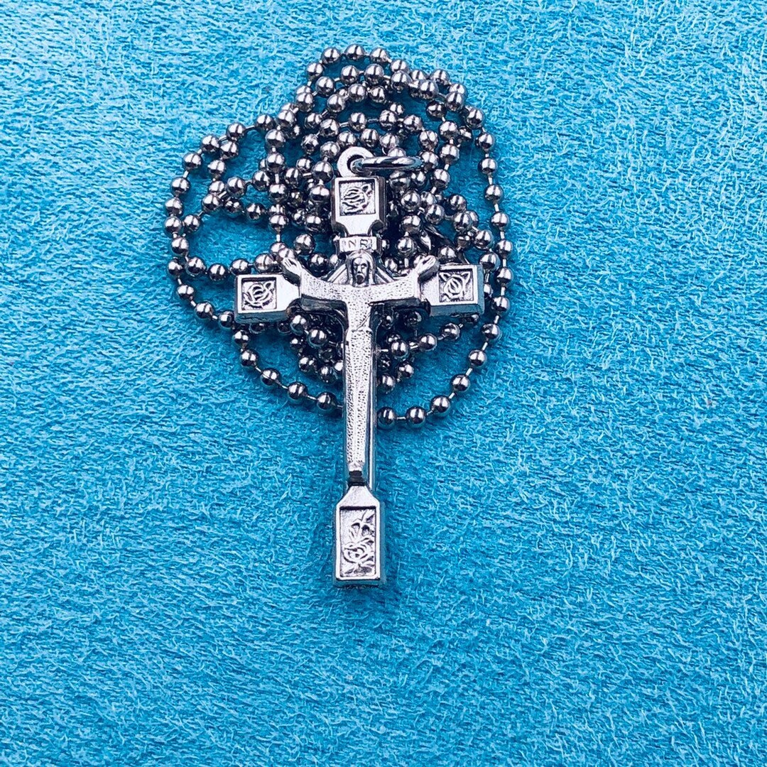 1.8 Roses Crucifix Necklace Crucifix Rose Necklace Catholic Necklace ...