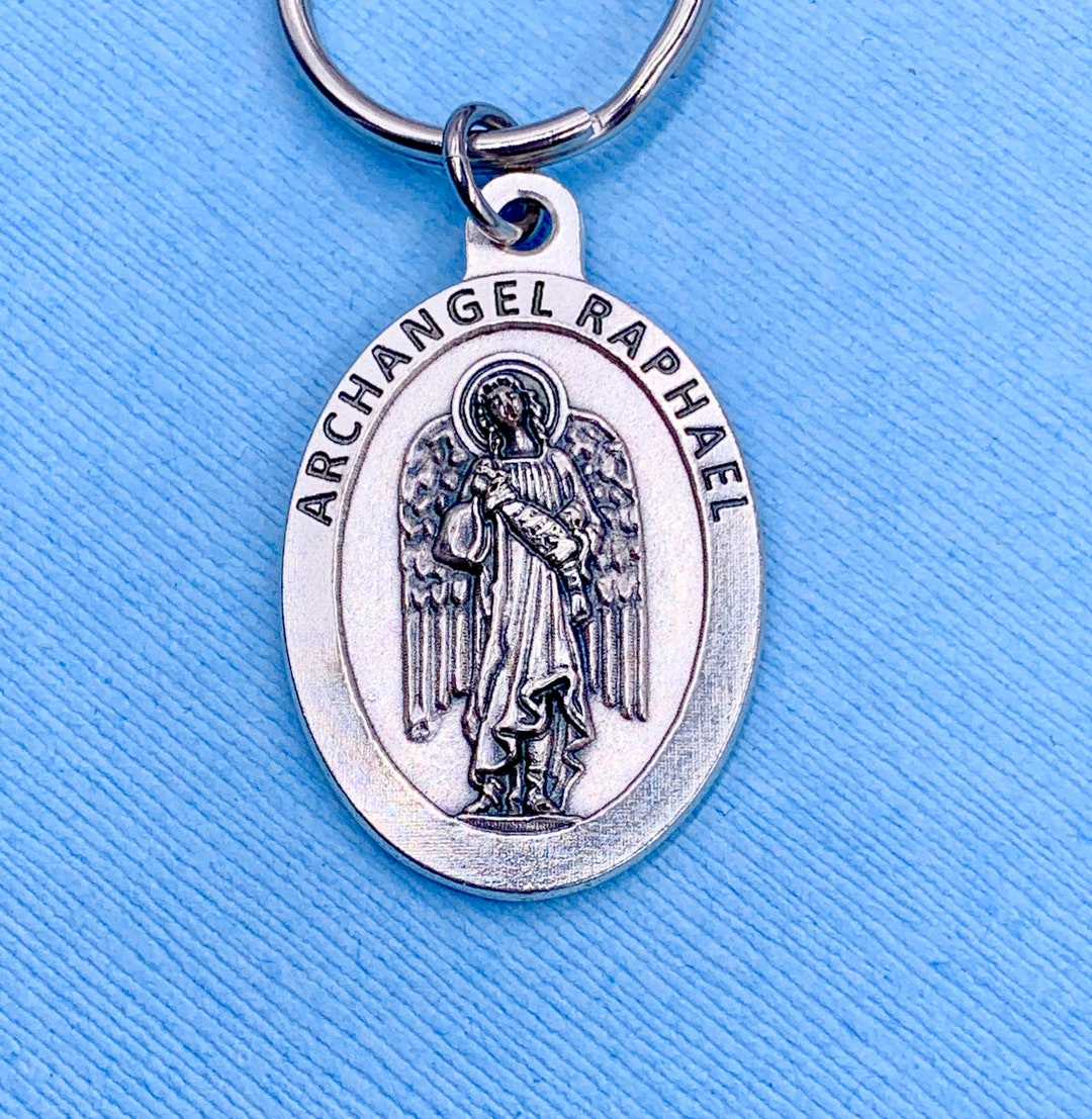 Large Archangel Raphael Key Ring,protection Medal,catholic Jewelry ...