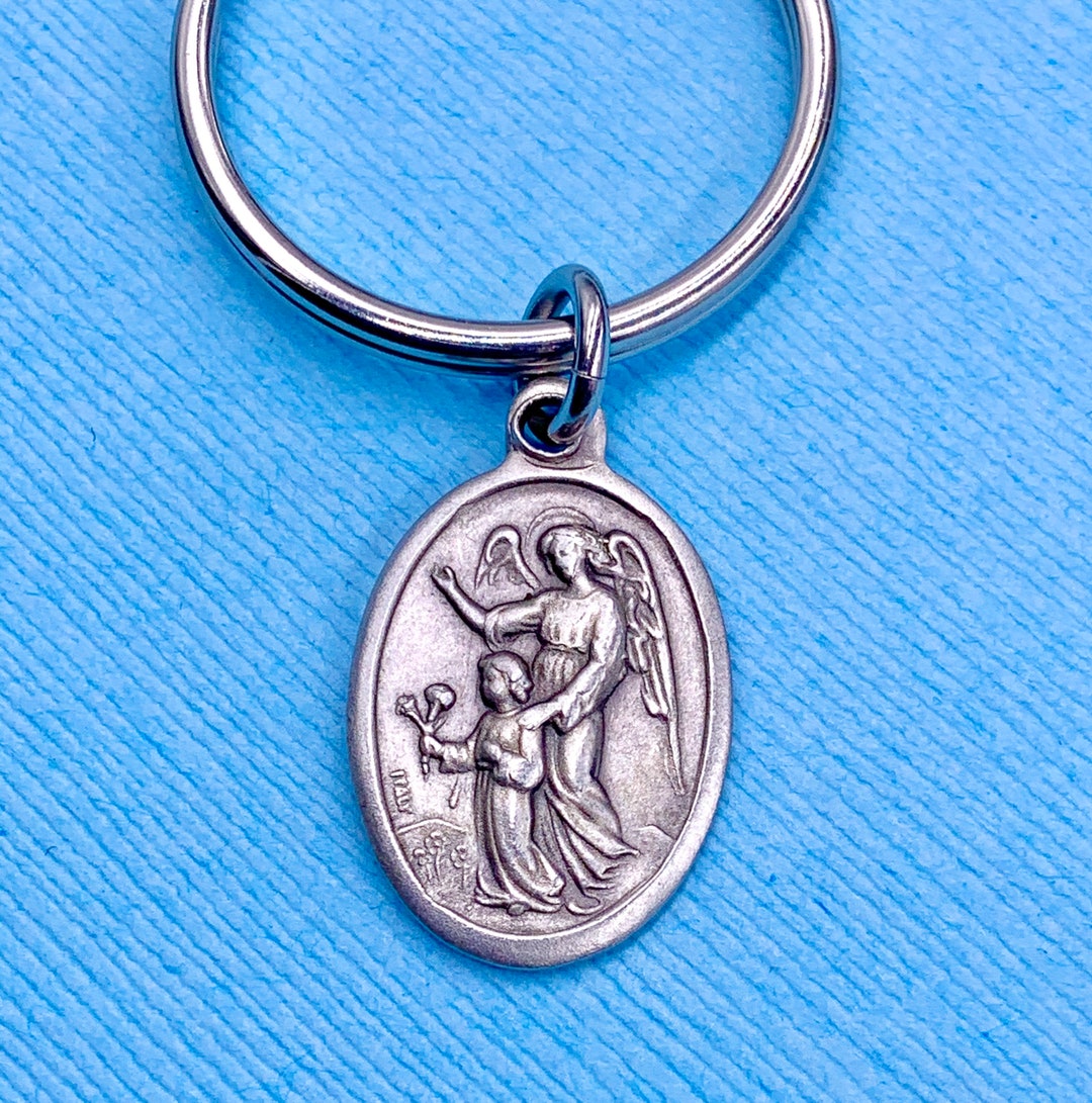 Guardian Angel Key Ringguardian Angel Medalst Peregrine Key - Etsy