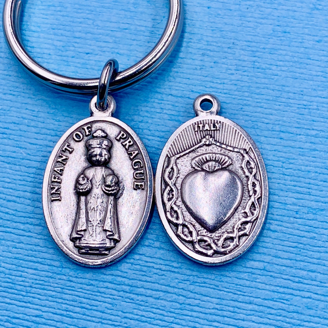 Infant of Prague Key Ring Infant of Prague Medal Sacred Heart - Etsy