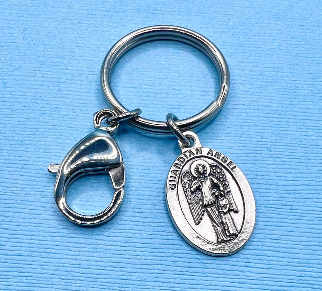 Guardian Angel Key Ring Key Chain Clip on Key Ring Stainless Steel Clip ...