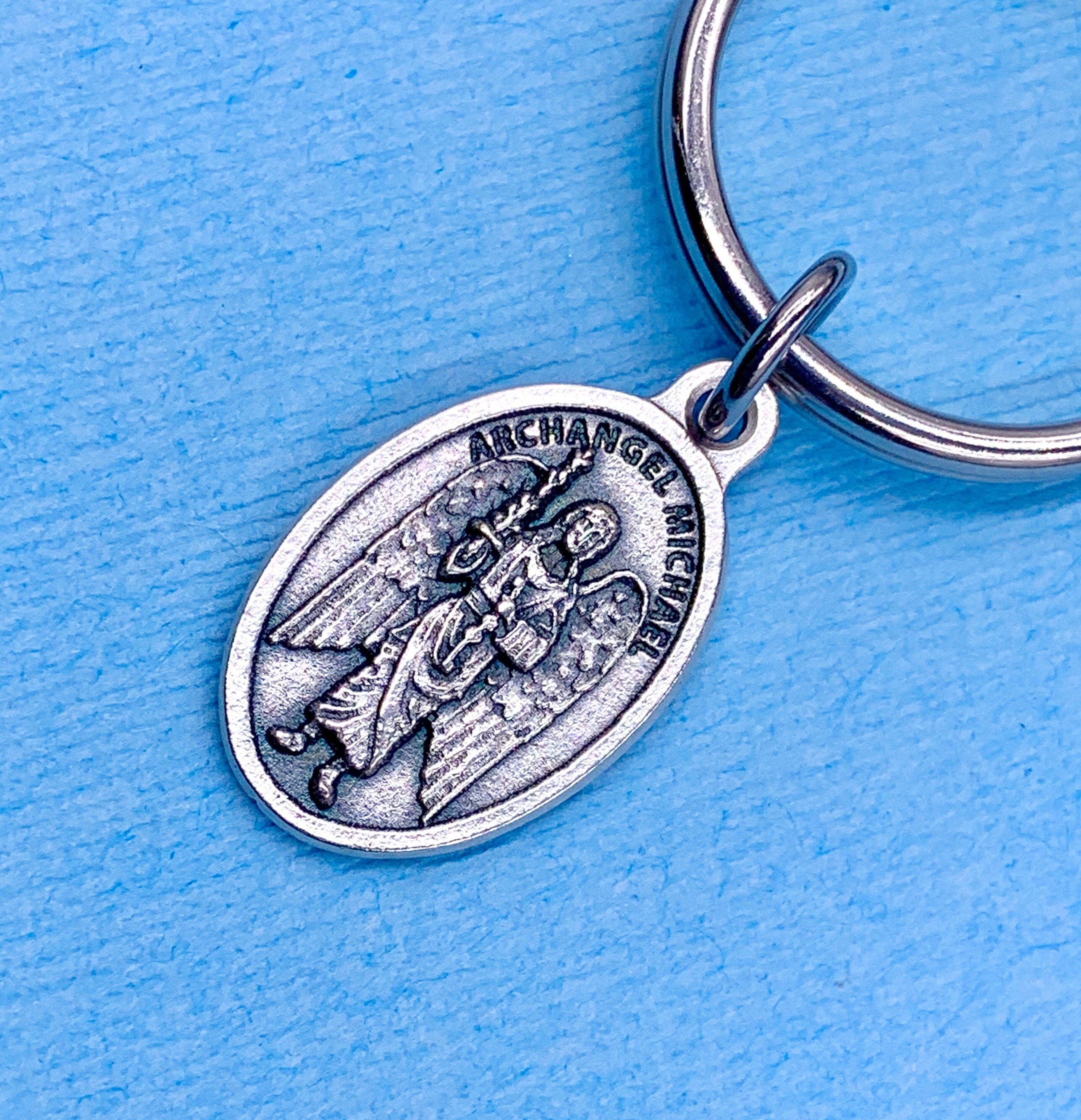 Archangel Michael Key Ring Archangel Michael Clip on Key Ring - Etsy