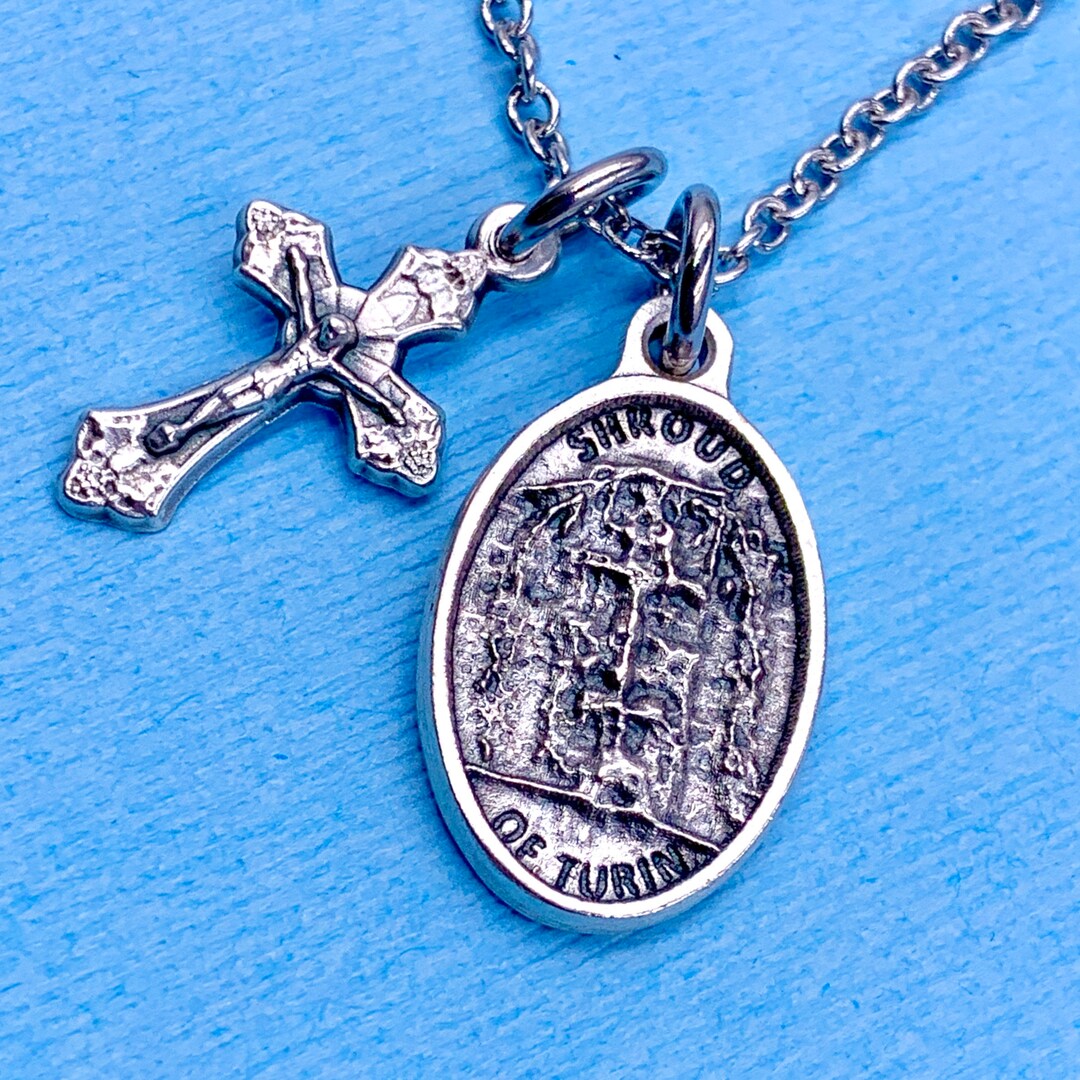 Shroud of Turin Necklace Shroud of Turin Medal Catholic Crucifix ...