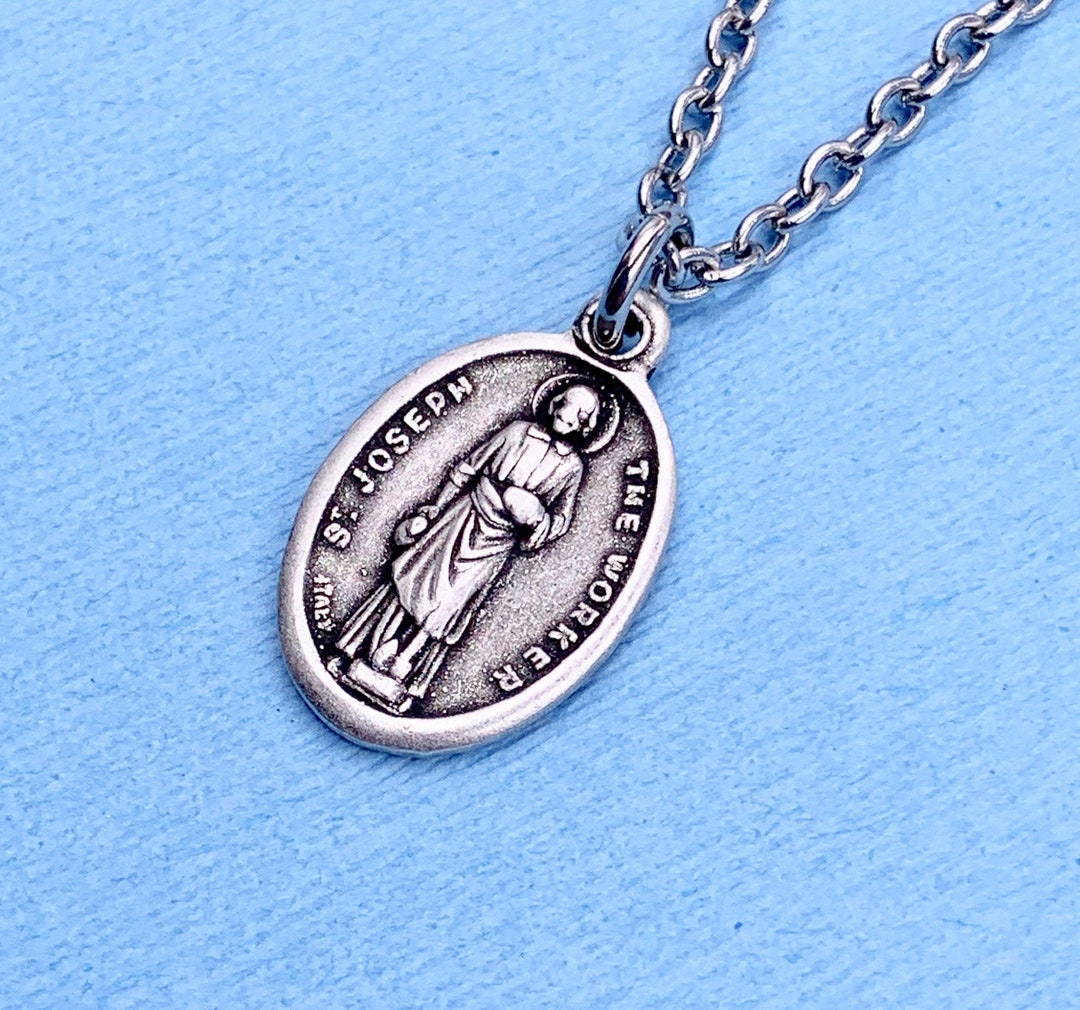 St Joseph Necklace Catholic Church Unborn Children Fathers - Etsy