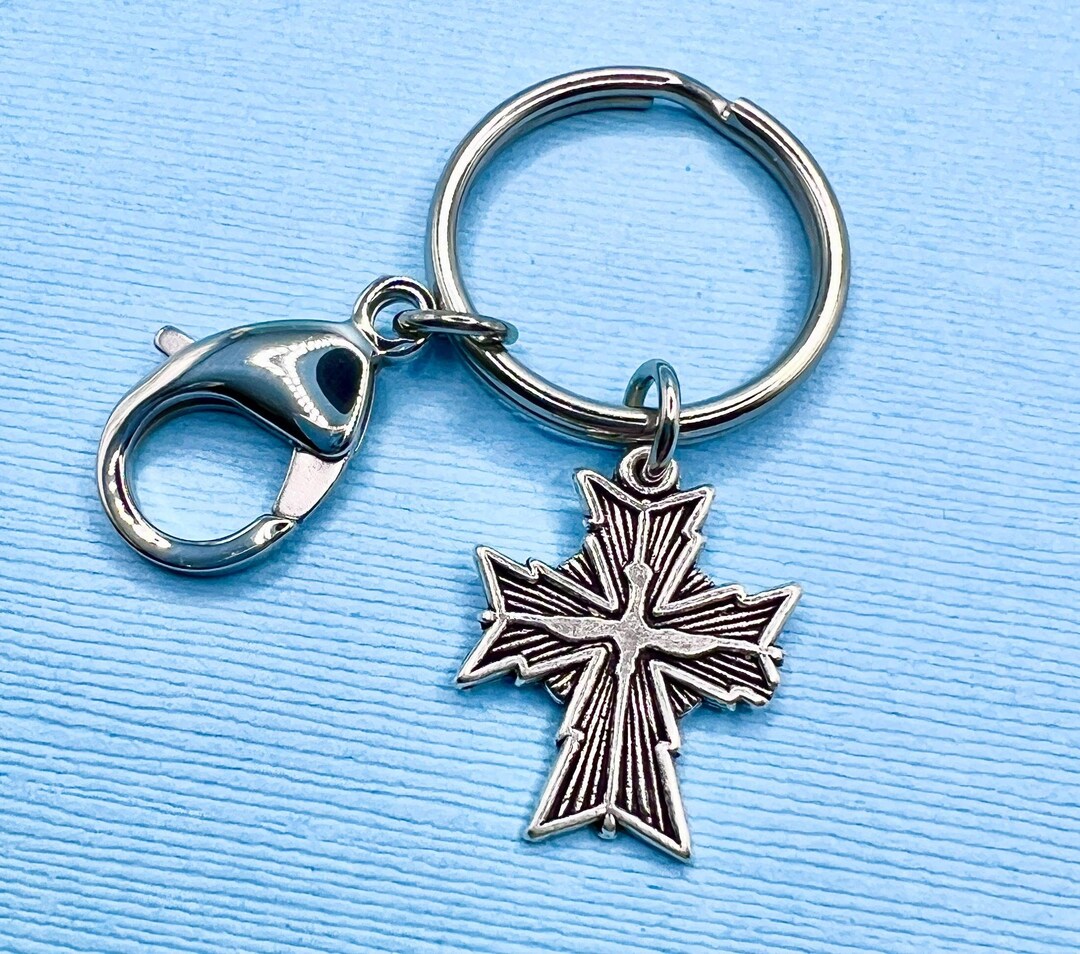 Holy Spirit Cross Key Ring Oh Holy Ghost Protect Me Key Ring Stainless ...