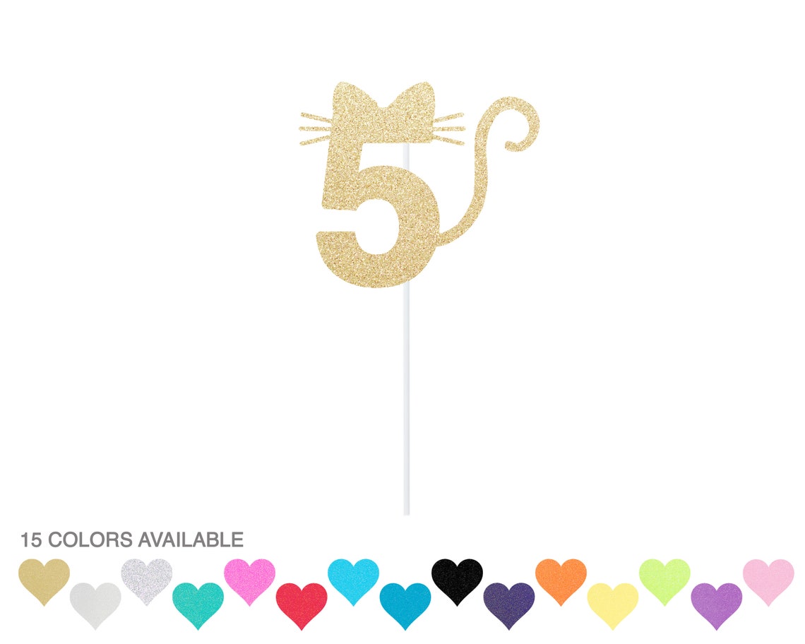 5 Cat Cake Topper 5th Birthday Cake Topper Fifth Birthday - Etsy