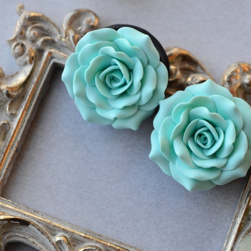 Purple Wedding Plugs Rosebud Flowers Tunnels Bridal - Etsy