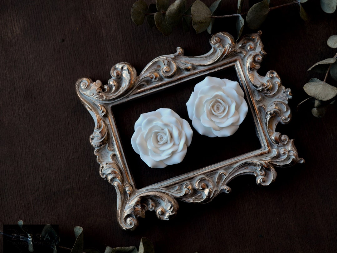 Rosebud Flowers Plugs,wedding Gauges,bride Tunnel,8,10,12,14,16,18,20 ...