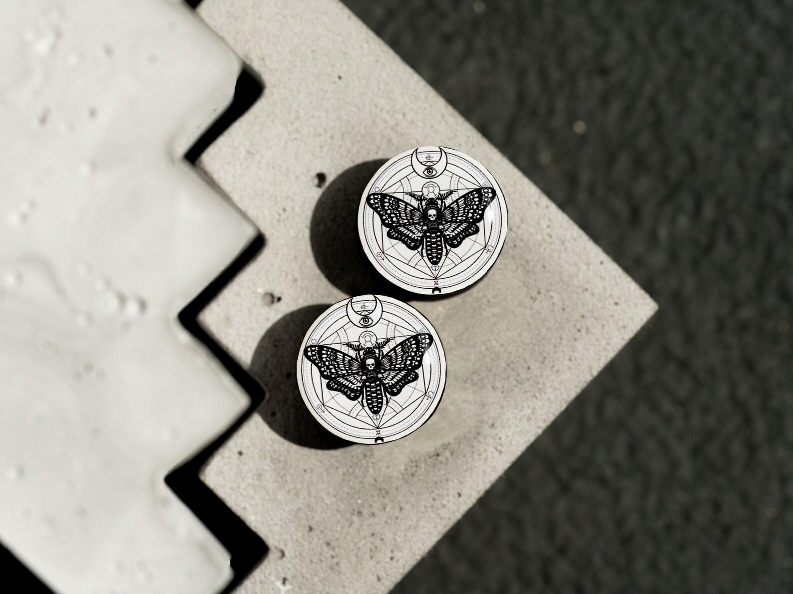 Pair Plugs Moth Butterfly Image Wooden Ear Clay Tunnels - Etsy