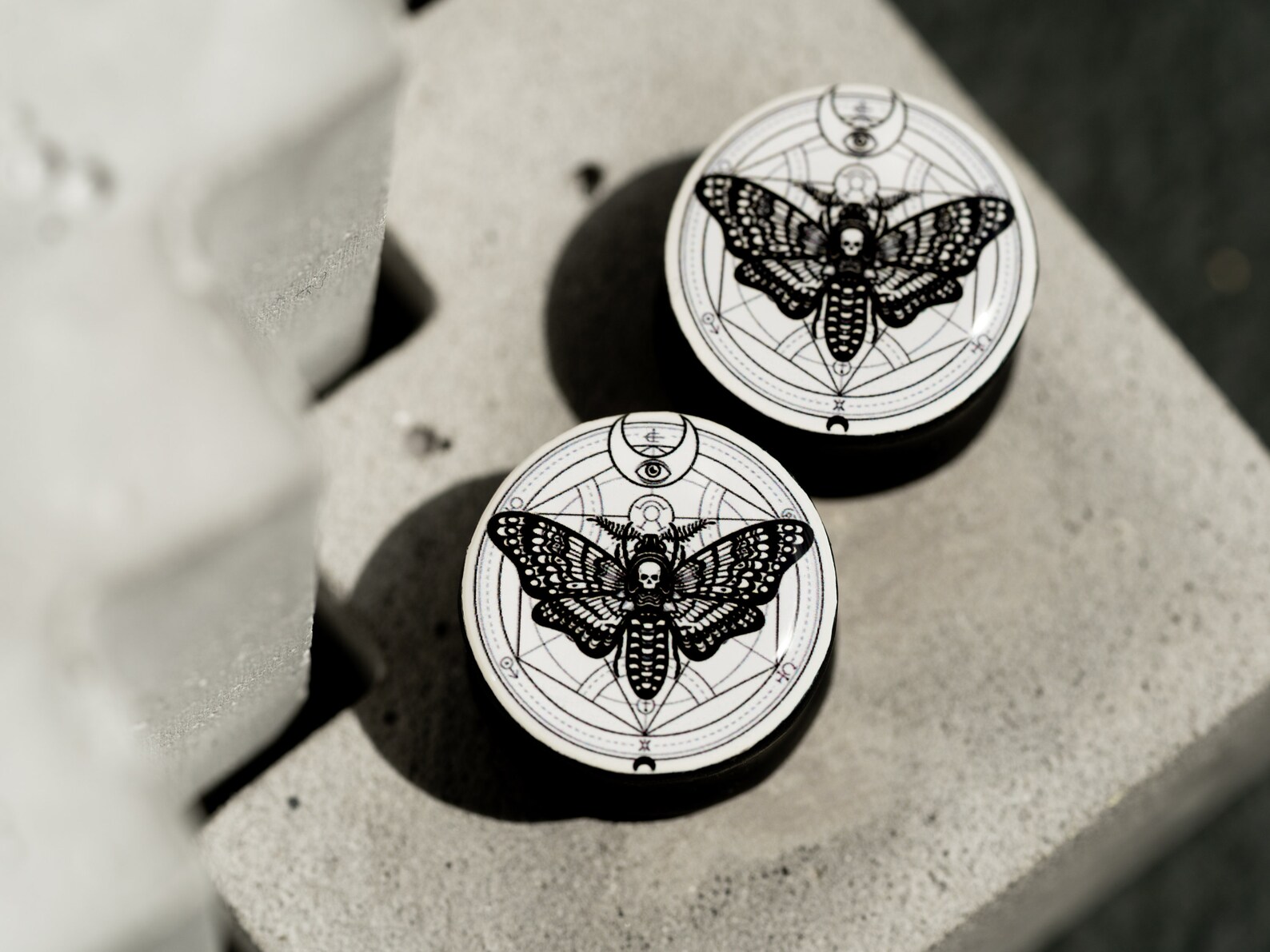 Pair Plugs Moth Butterfly Image Wooden Ear Clay Tunnels - Etsy