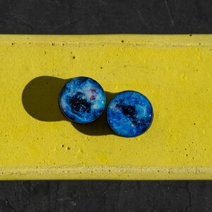 Pair Blue Galaxy Plugs Nebula Image Ear Wooden or Clay 4,5,6,8,10,12,14 ...