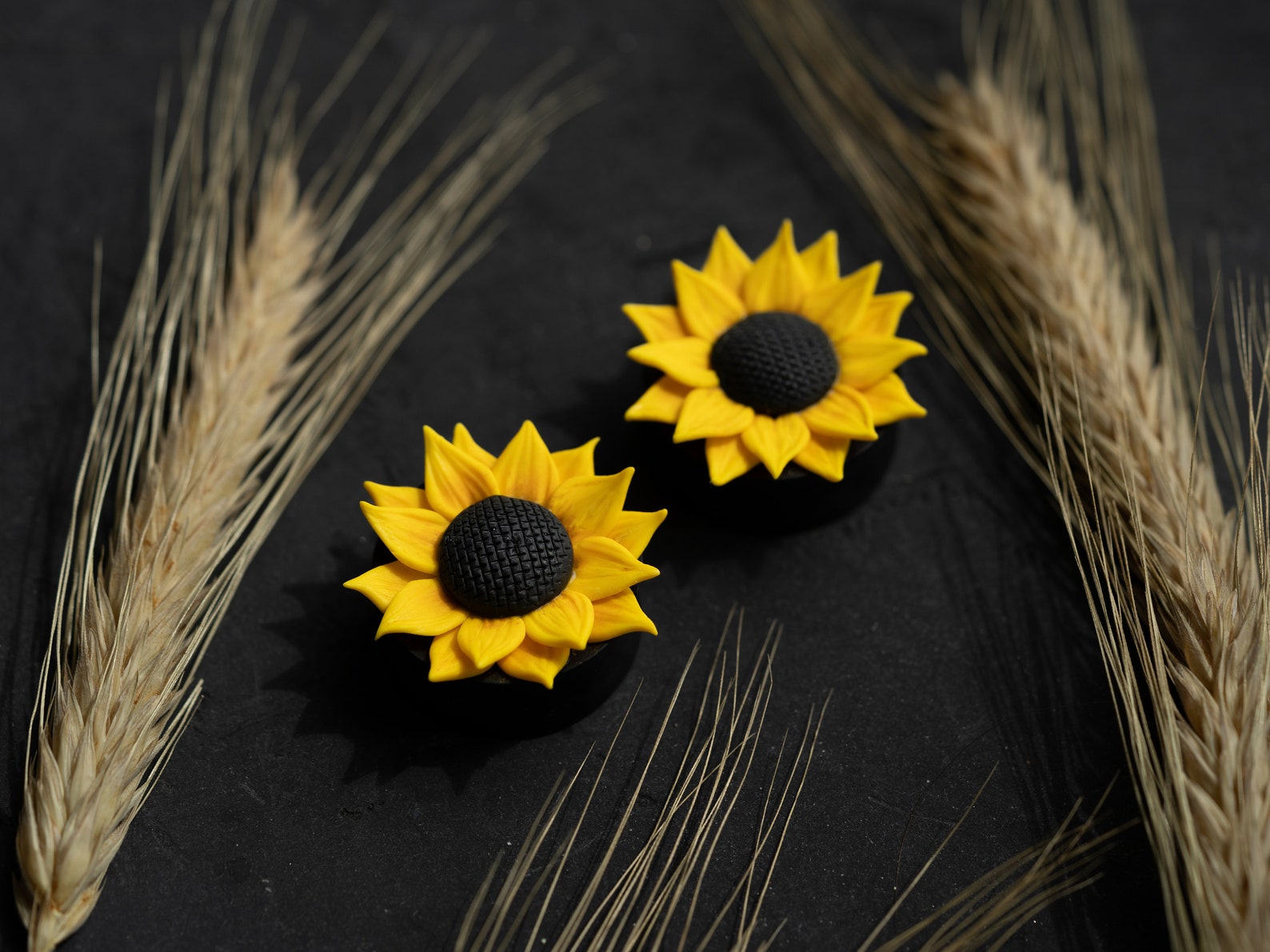 Pair Sunflower Ear Plugs, Floral Yellow Gauges, 8,10,12,14,16,18,20,22 ...