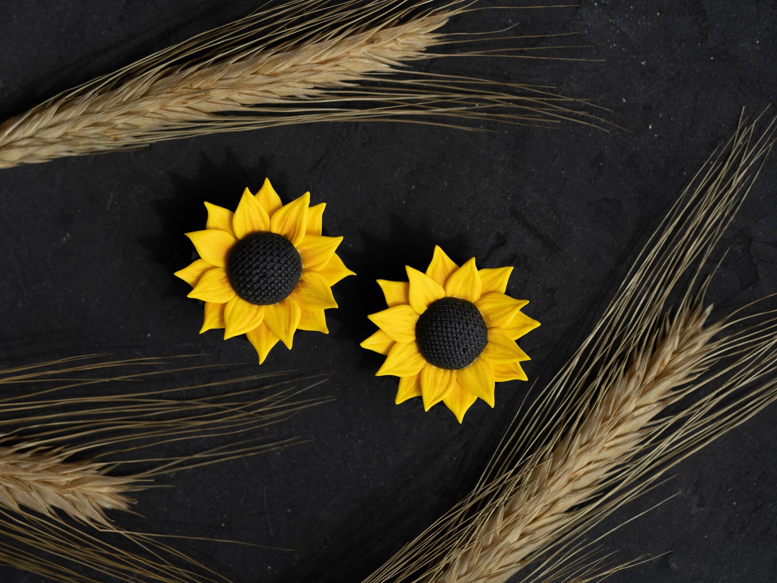 Pair Sunflower Ear Plugs, Floral Yellow Gauges, 8,10,12,14,16,18,20,22 ...