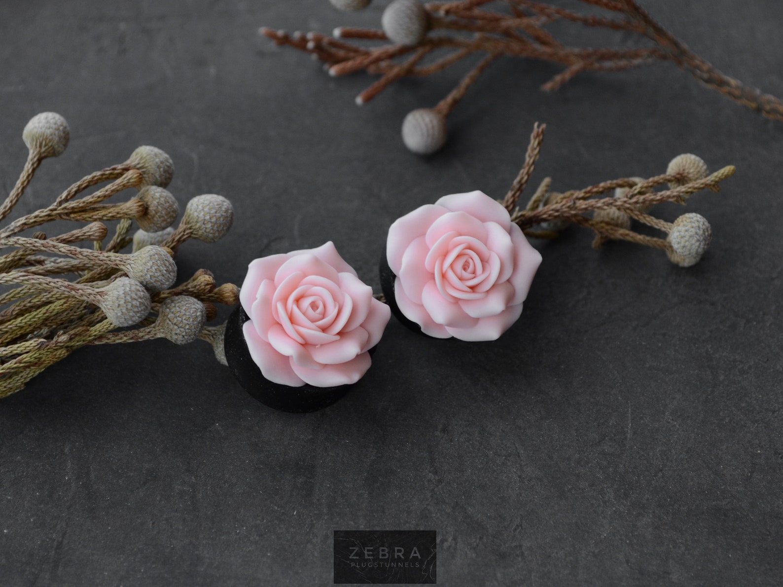 Light Pink Rosebud Flowers Wedding Plugsear Gauges - Etsy