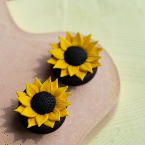 Pair Sunflower Ear Plugs, Floral Yellow Gauges, 8,10,12,14,16,18,20,22 ...