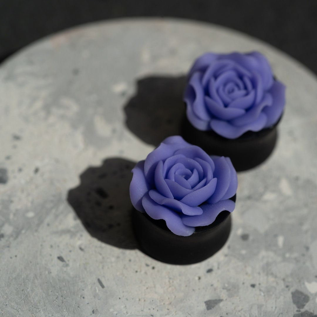 Lavender Rosebud Flowers Plugs,ear Piercing Gauges 8,10,12,14,16,18,20 ...
