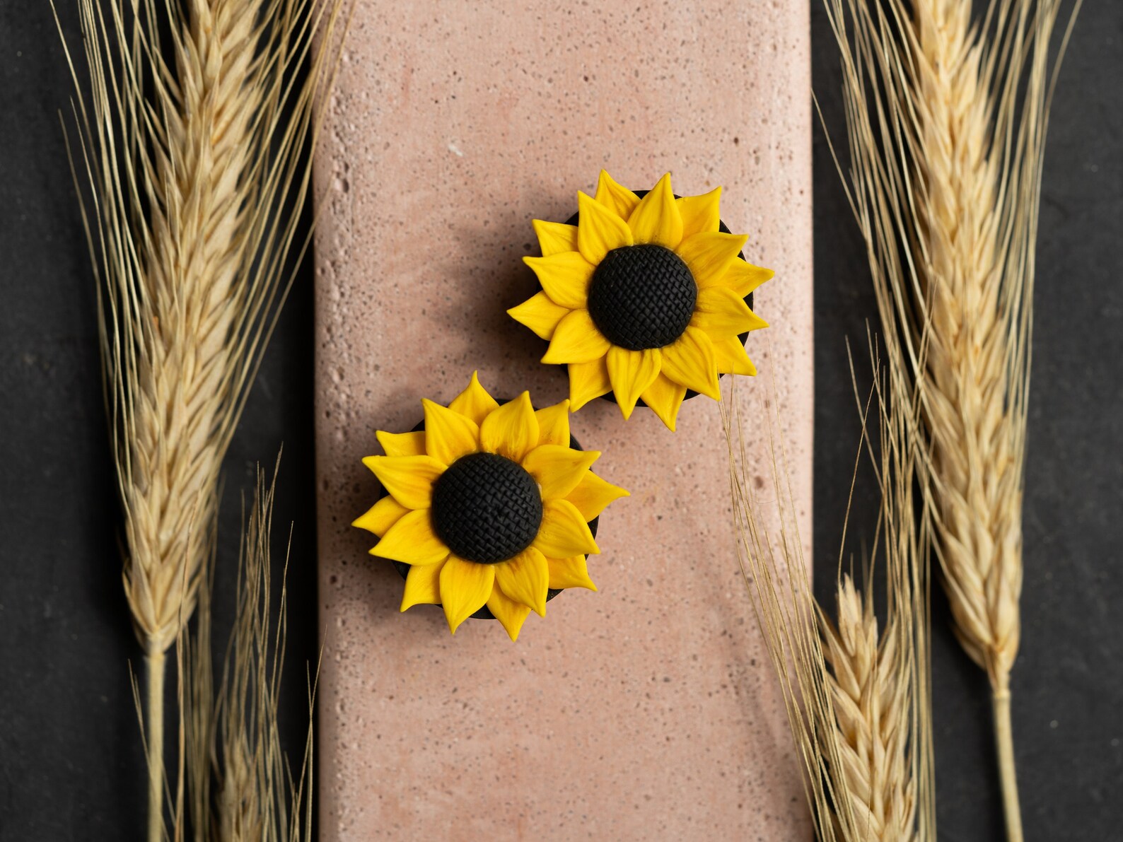 Pair Sunflower Ear Plugs, Floral Yellow Gauges, 8,10,12,14,16,18,20,22 ...