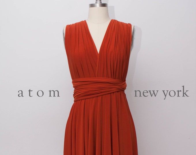 Rust Burnt Orange SHORT Infinity Dress Convertible Formal Multiway Wrap ...