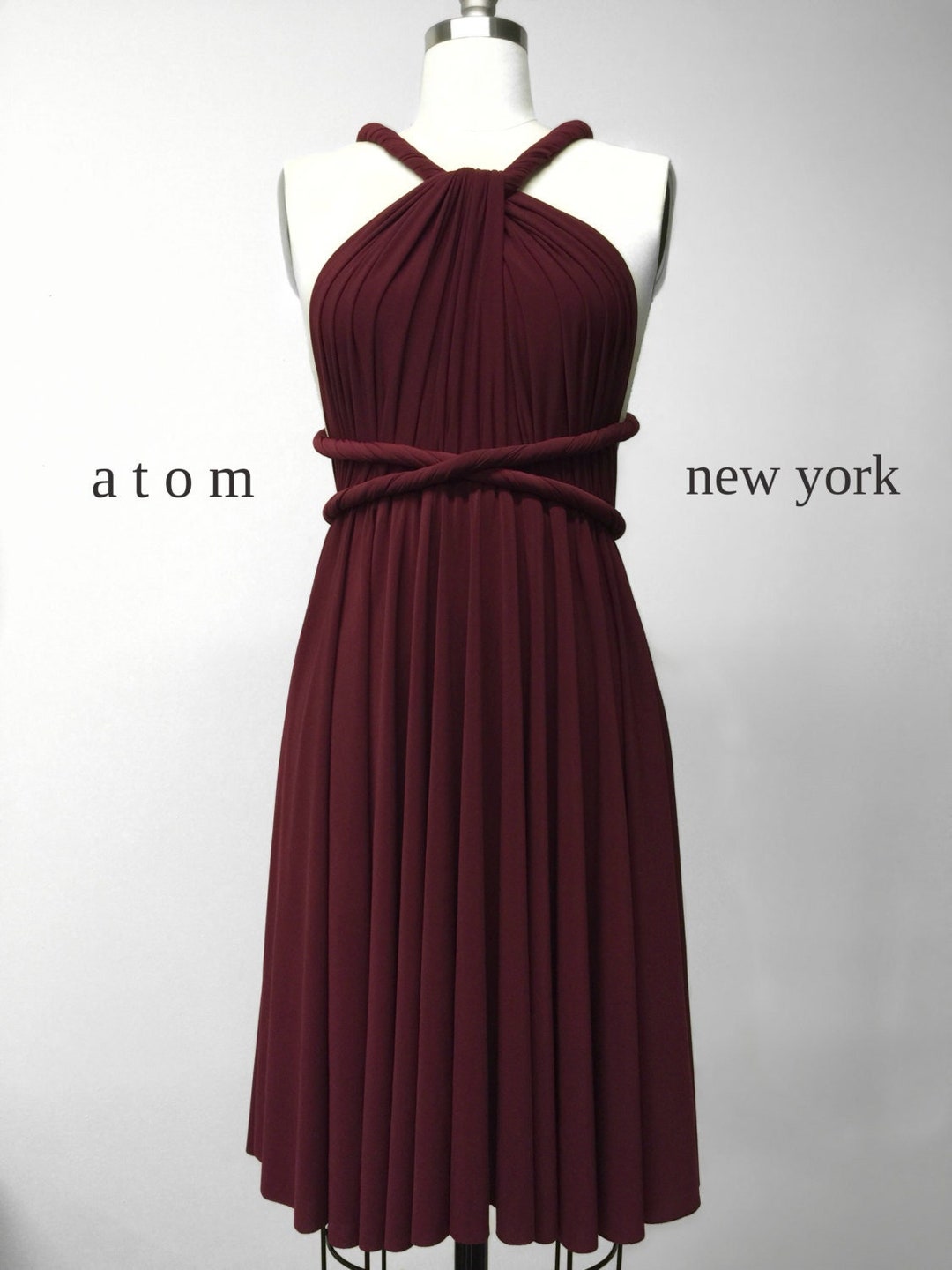 Burgundy Wine Red SHORT Infinity Dress Convertible Formal Multiway Wrap ...