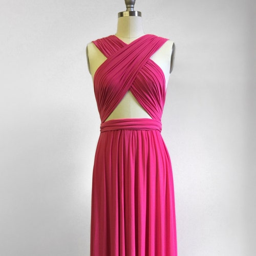 Hot Pink SHORT Infinity Dress Convertible Formal Multiway Wrap - Etsy