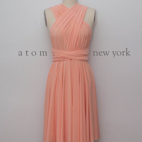 Peach SHORT Infinity Dress Convertible Formal Multiway Wrap - Etsy