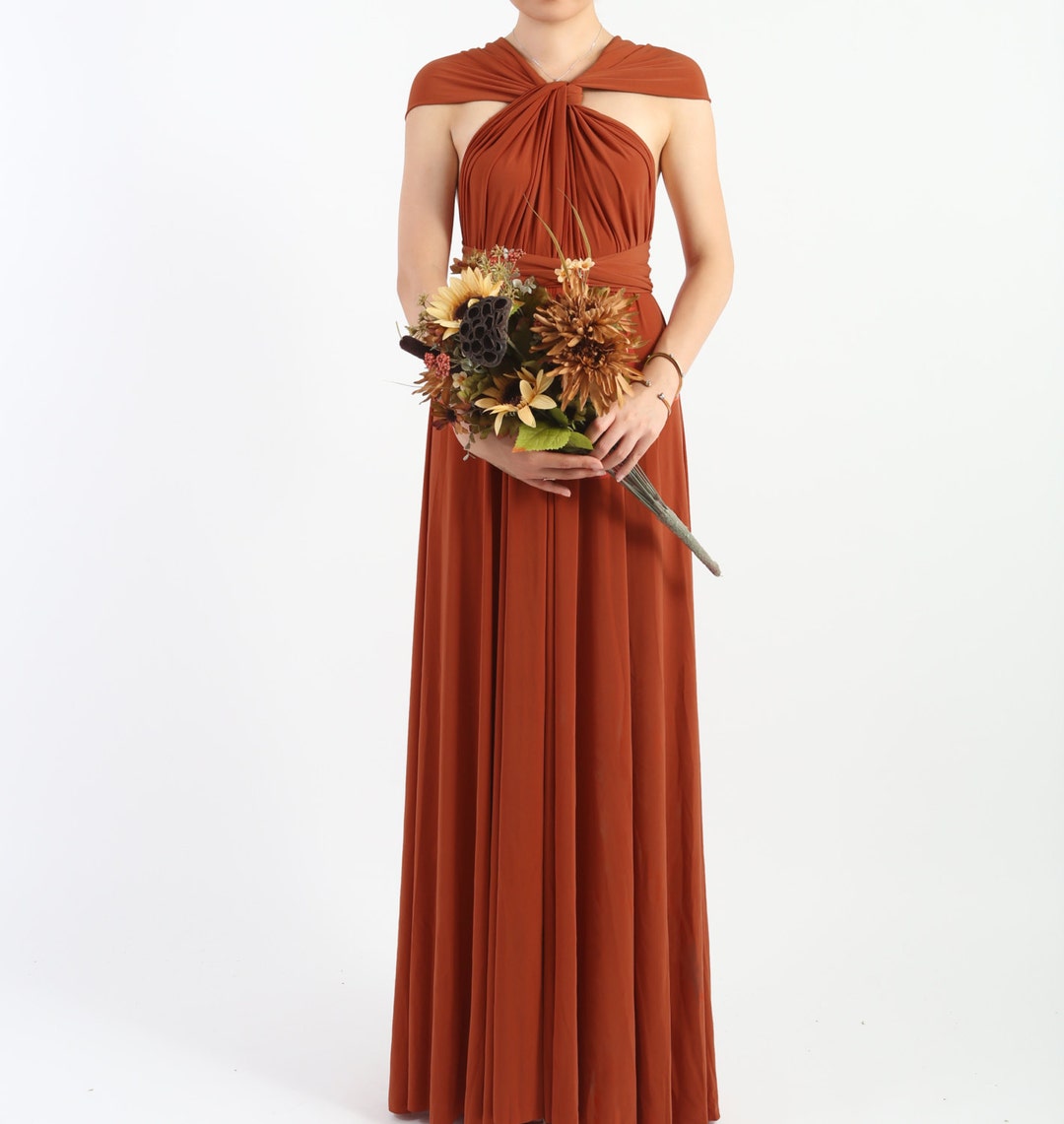 Rust Burnt Orange Floor Length LONG Ball Gown Maxi Infinity Dress ...
