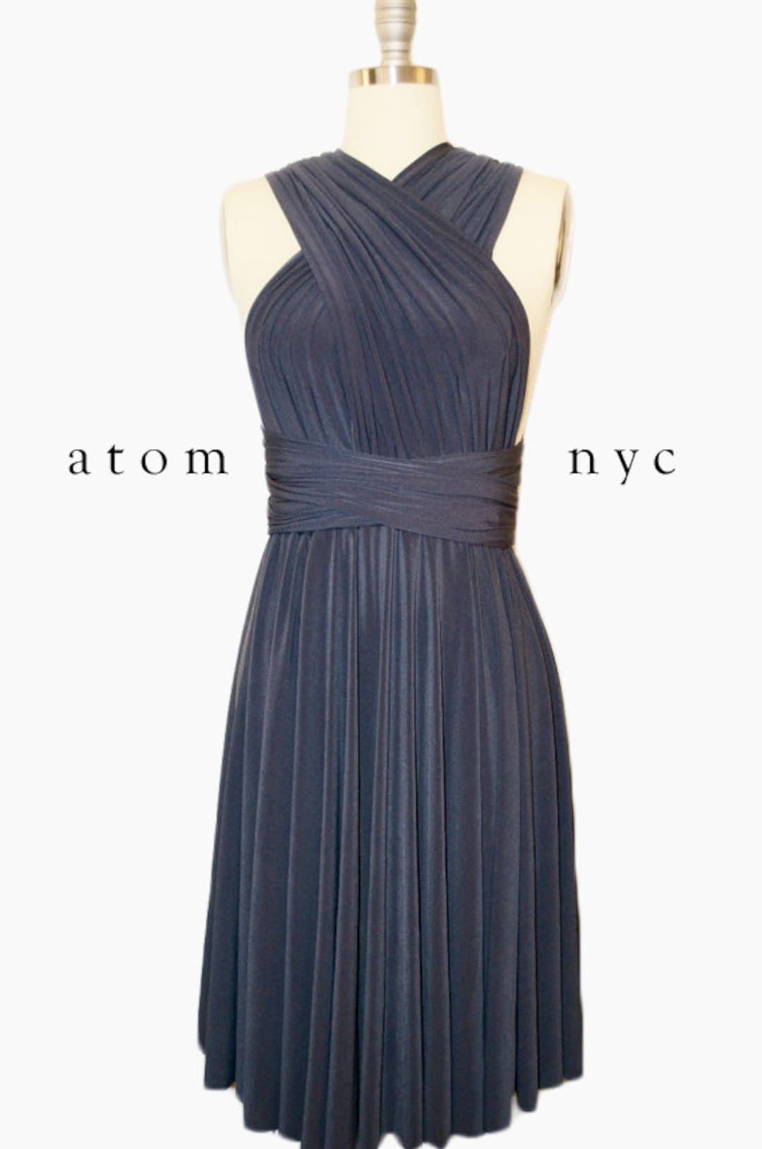 Charcoal Grey SHORT Infinity Dress Convertible Formal Multiway Wrap ...