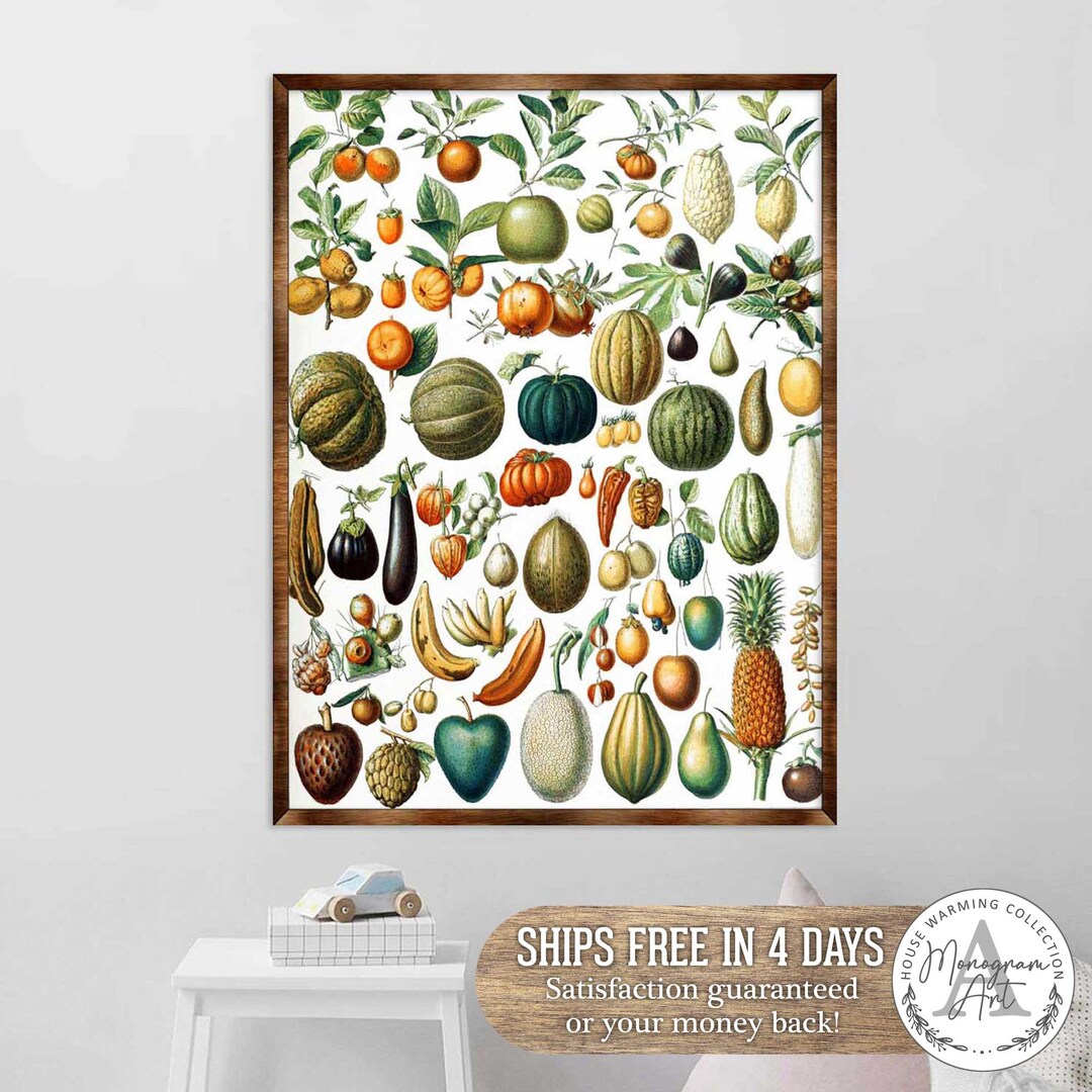 Fruit Montessori Wooden Poster Kids Educational Poster Homeschool and ...