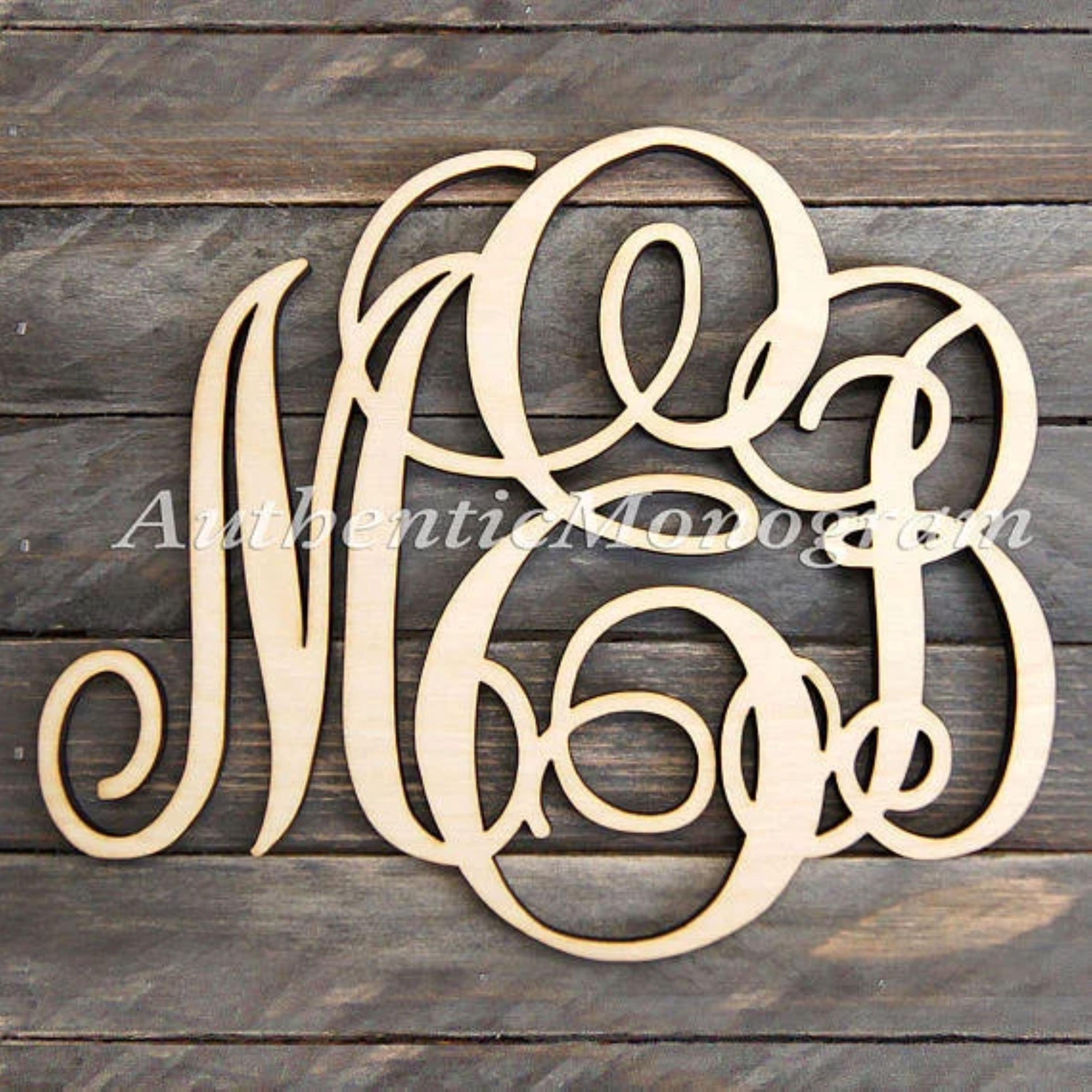Small Wooden Monogram Letters - Unpainted Monogram Craft for Wedding ...