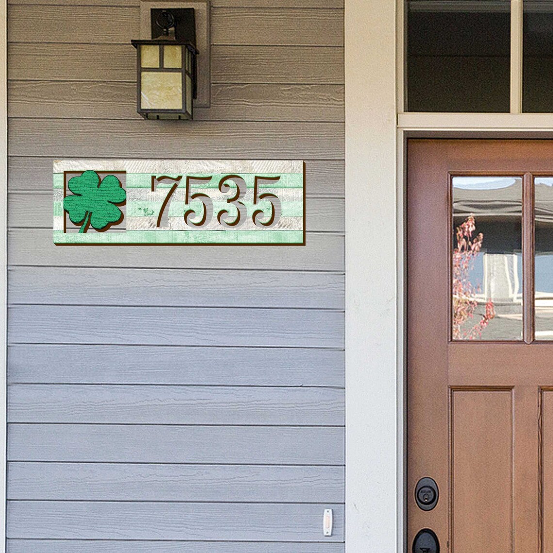 Celtic Address Sign - Wooden House Numbers - Door Number Sign - Clover ...