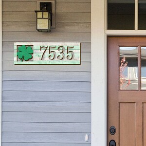 Celtic Address Sign - Wooden House Numbers - Door Number Sign - Clover ...
