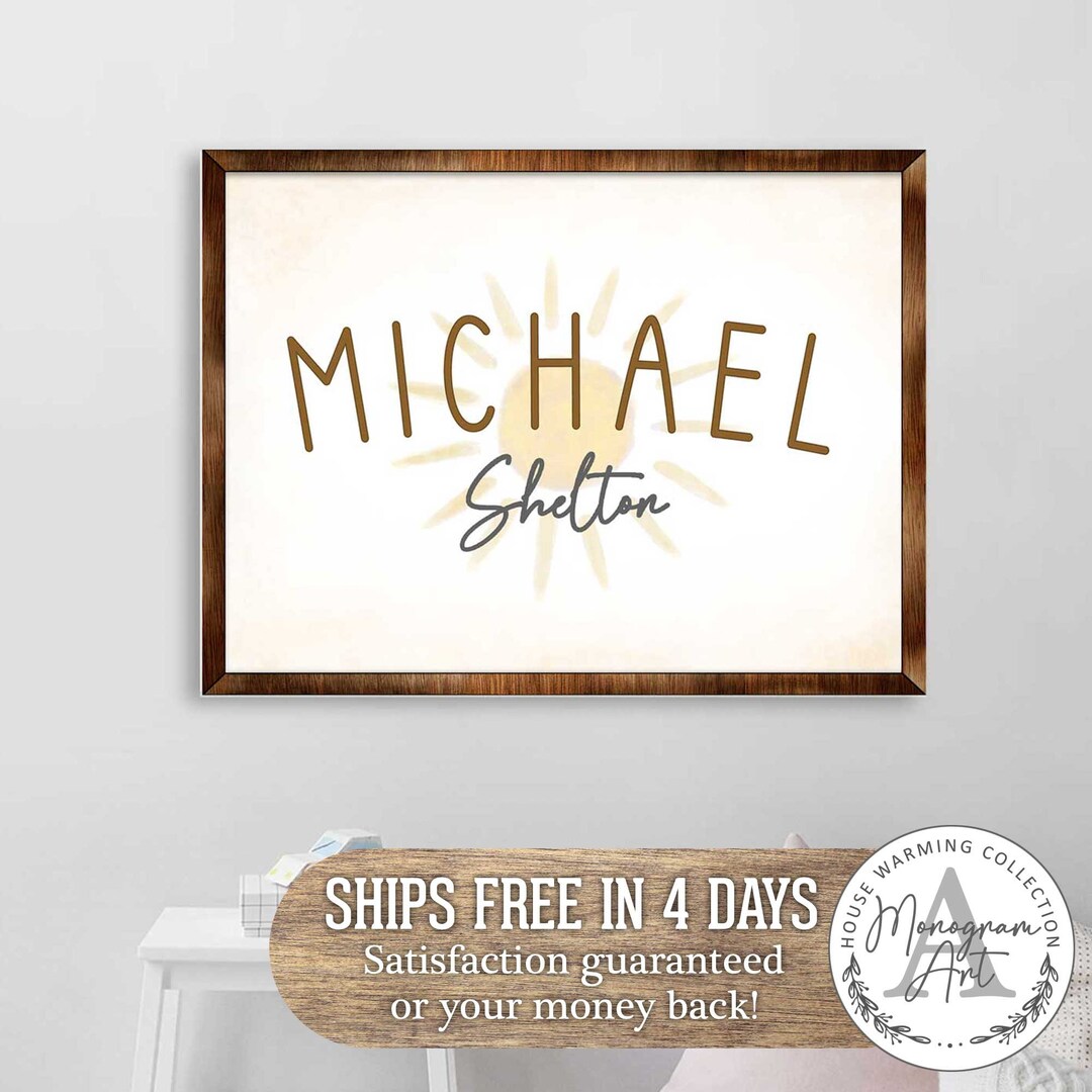 Personalized Boy Name Sign - Nursery Name Sign - Kids Room Decor - Boho ...